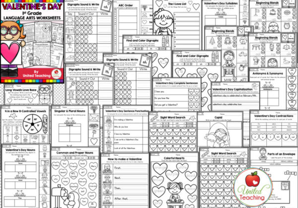 Valentine's Day 1st Grade Fun Filled No Prep Activities - United Teaching