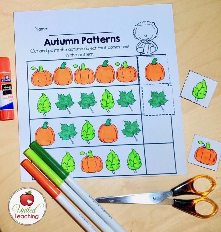 Fall Math and Literacy No Prep Kindergarten Activities - United Teaching