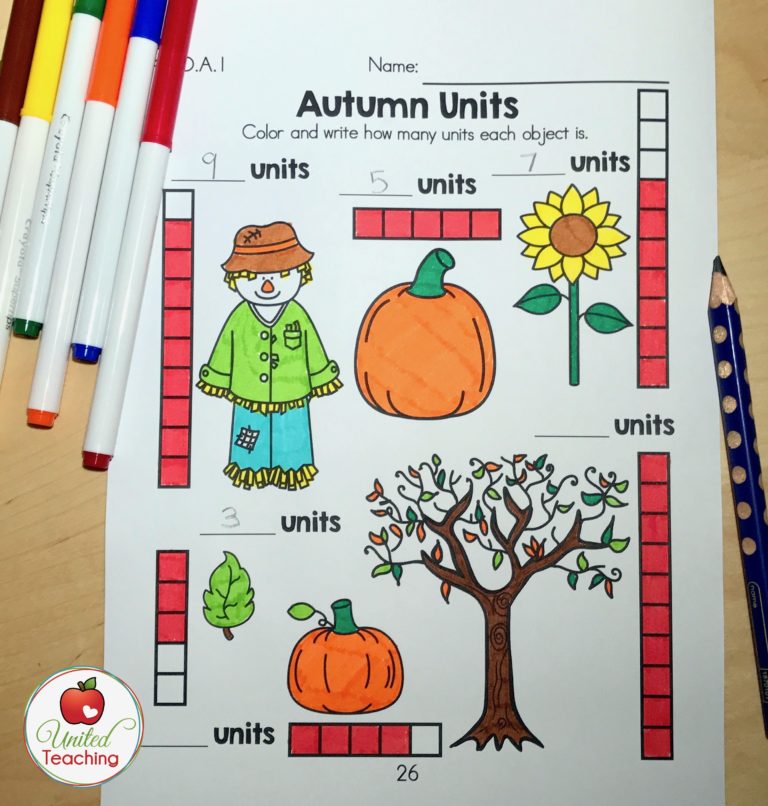 Fall Math and Literacy No Prep Kindergarten Activities - United Teaching