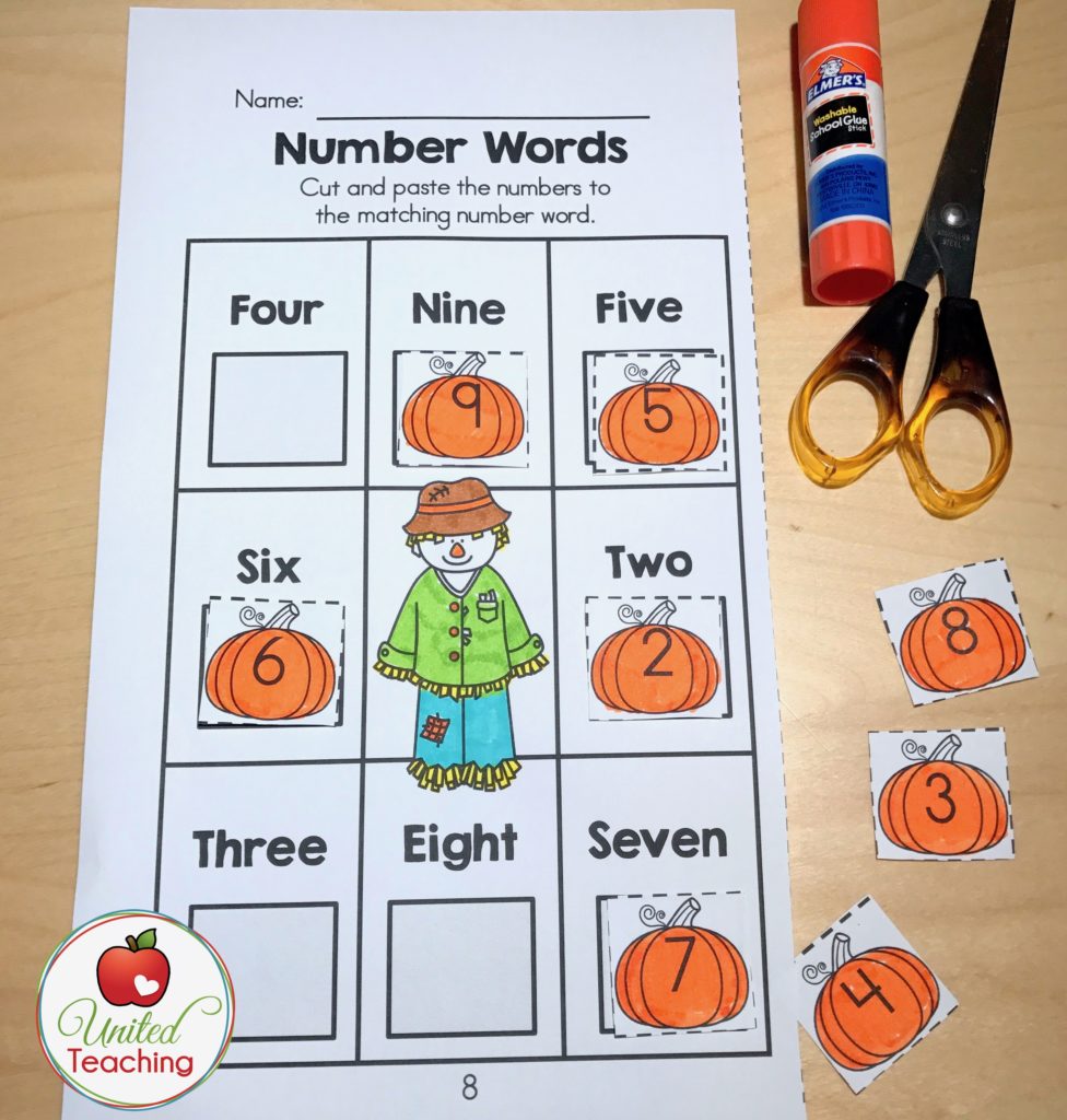 Fall Math and Literacy No Prep Kindergarten Activities - United Teaching