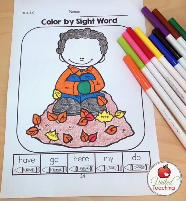 Fall Math and Literacy No Prep Kindergarten Activities - United Teaching