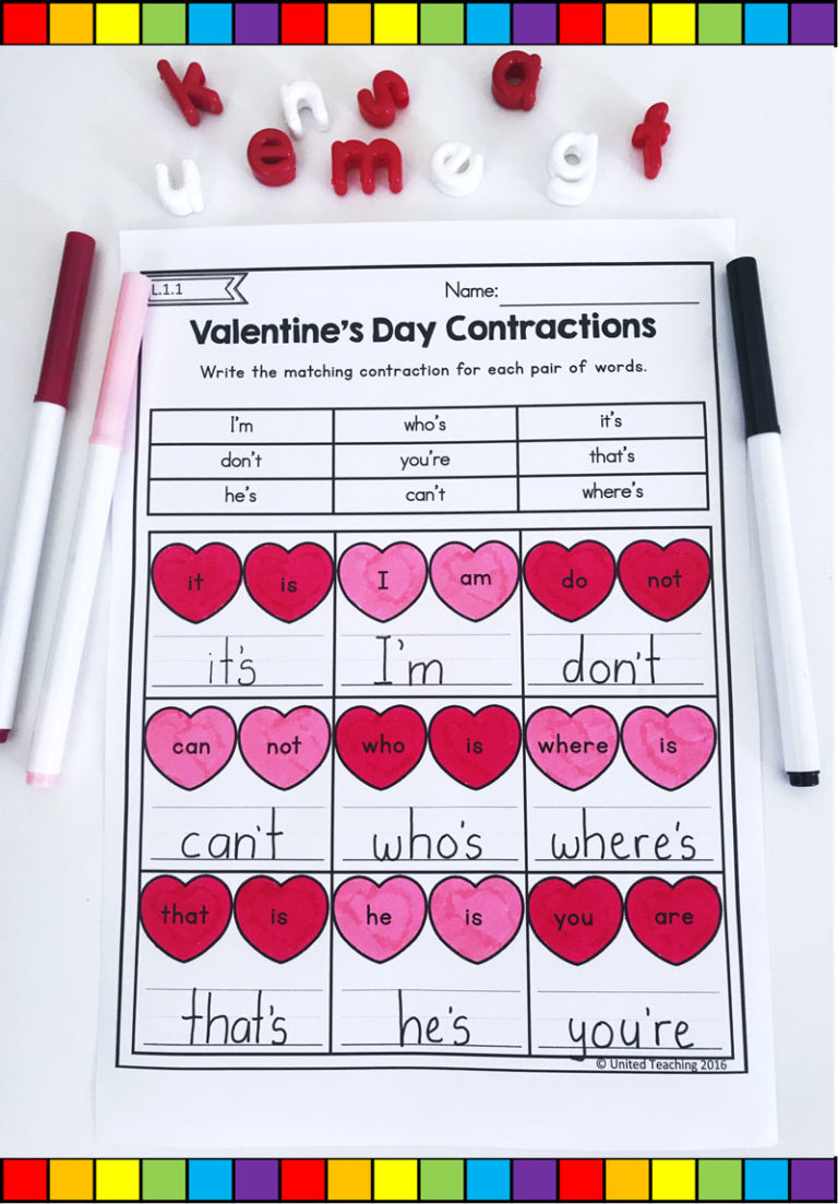 Valentine's Day Math and Literacy 1st Grade No Prep Activities
