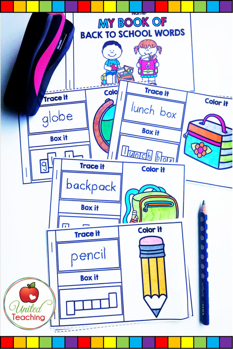 Back to School Vocabulary Booklet - United Teaching
