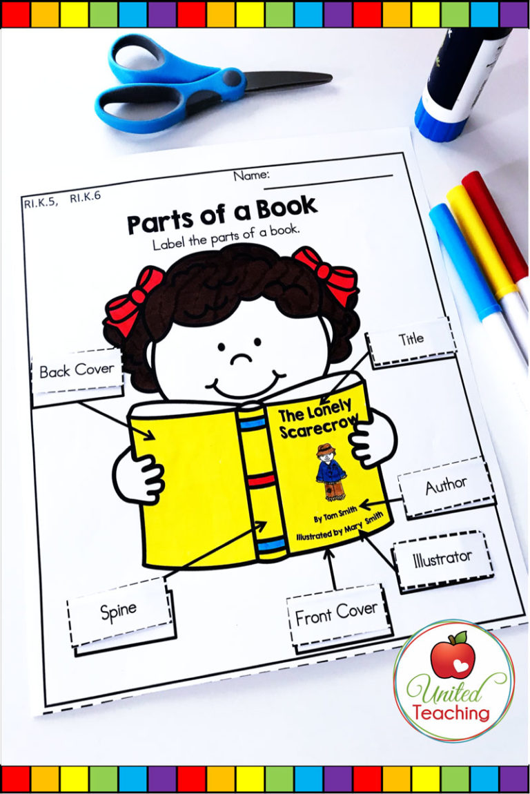 Parts of a Book Anchor Charts and Activities - United Teaching