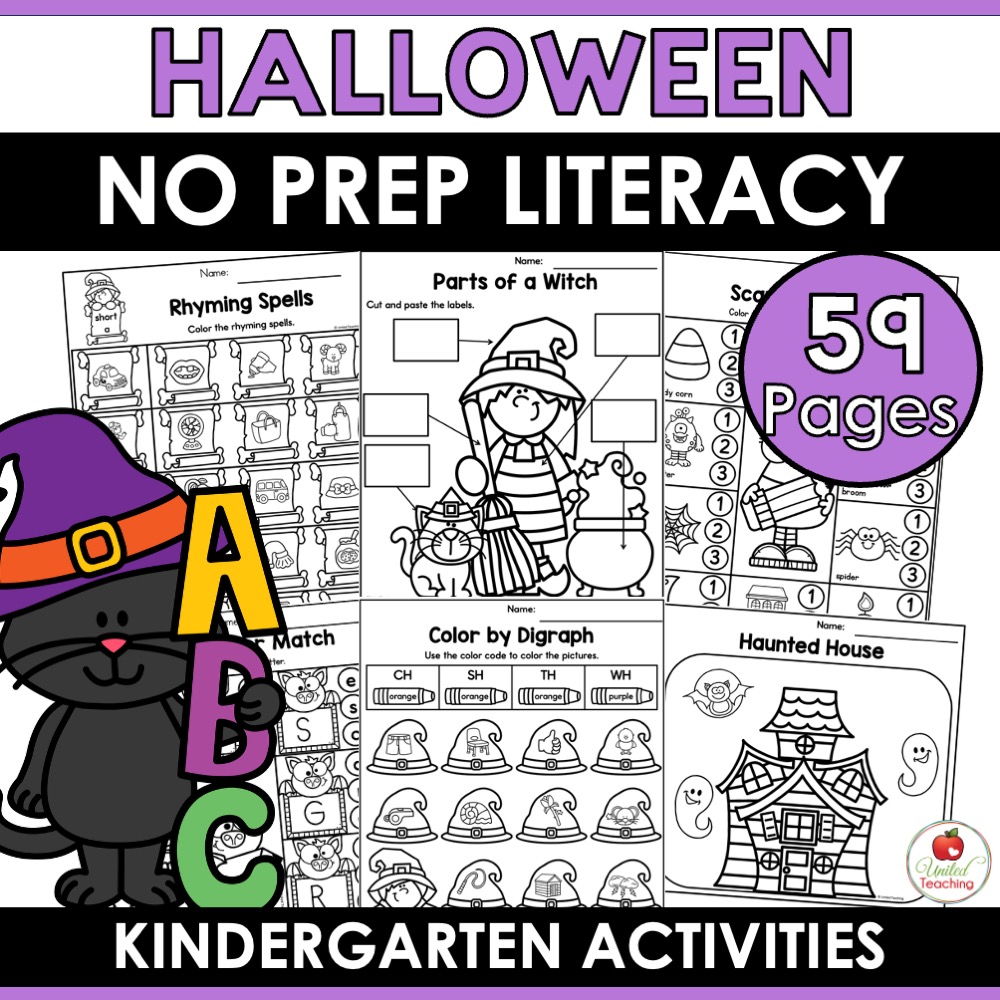 Halloween Literacy Worksheets for Kindergarten - United Teaching