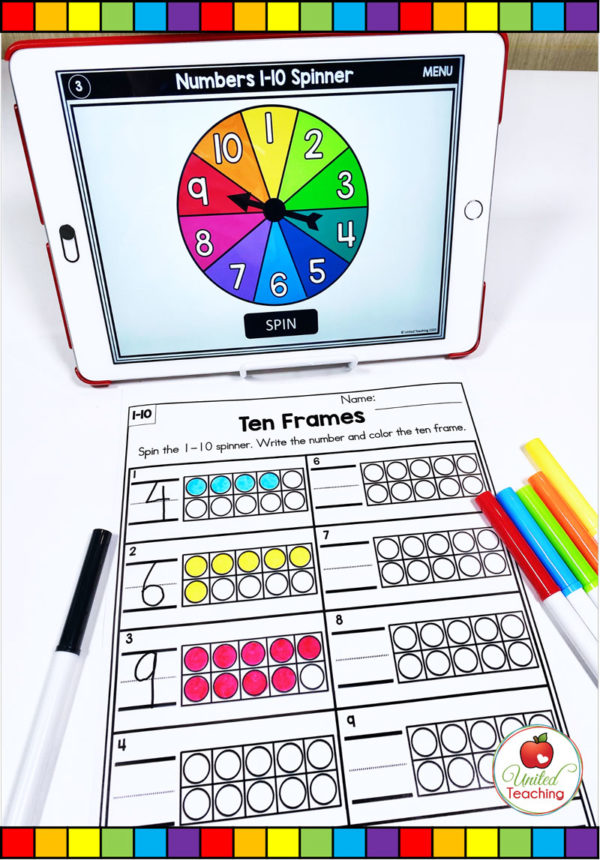 Numbers 1-100 Digital Spinner Math Activities Part 1 - United Teaching