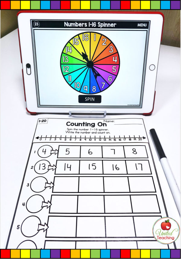 Numbers 1-100 Digital Spinner Math Activities Part 2 - United Teaching