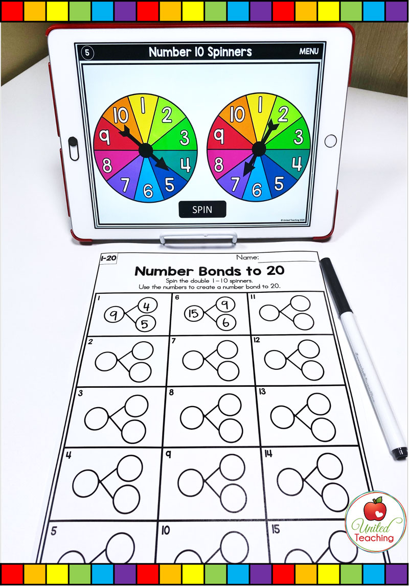 Numbers 1-100 Digital Spinner Math Activities Part 2 - United Teaching