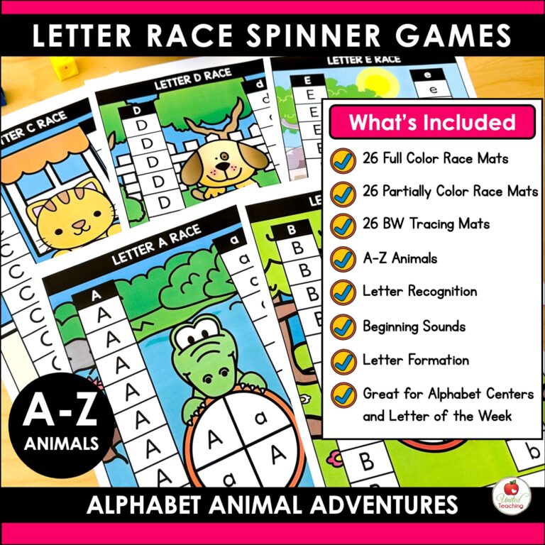 Alphabet Animal Letter Race Spinner Games - United Teaching
