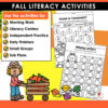 Fall Literacy Activities Kindergarten Packet - United Teaching