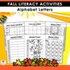 Fall Literacy Activities Kindergarten Packet - United Teaching