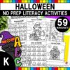 Halloween Literacy Activities Kindergarten Packet - United Teaching