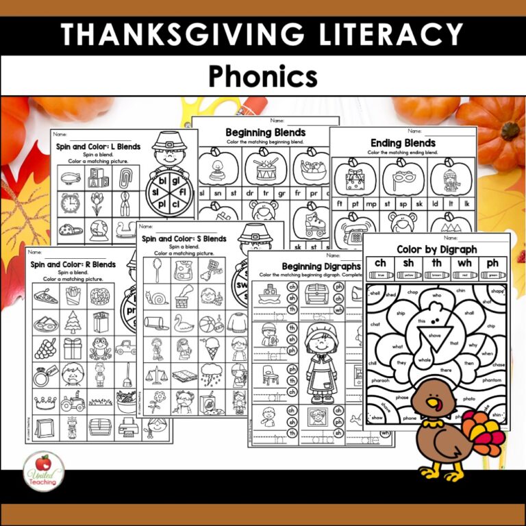 Thanksgiving Literacy Activities for 1st Grade - United Teaching