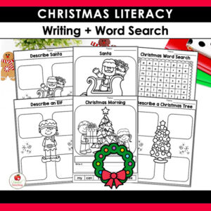 Christmas Literacy Worksheets Kindergarten Packet - United Teaching