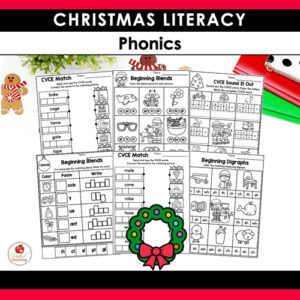 Christmas Math and Literacy Worksheets Kindergarten Bundle - United ...