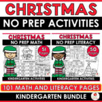 Christmas Math and Literacy Worksheets Kindergarten Bundle - United ...