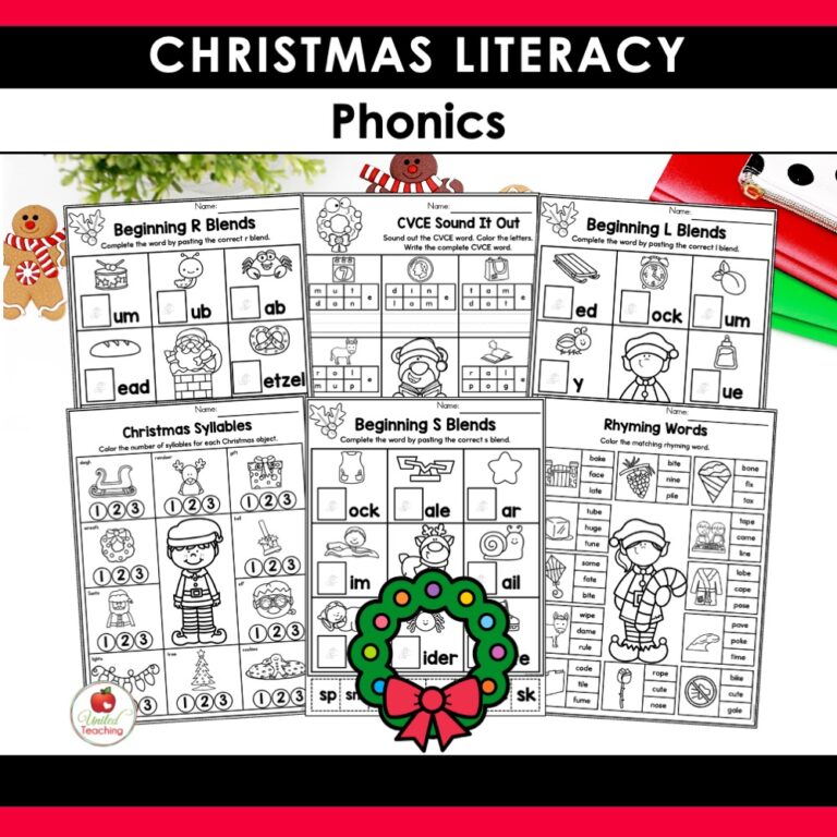Christmas Math and Literacy Activities 1st Grade Bundle - United Teaching