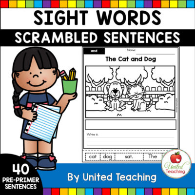 Sight Word Sentence Scramble (Pre-Primer) Worksheets - United Teaching