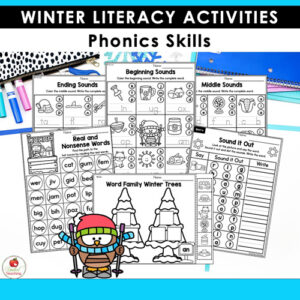 Winter Literacy Worksheets Kindergarten Packet - United Teaching