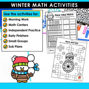 Winter Math and Literacy Worksheets 1st Grade Bundle - United Teaching