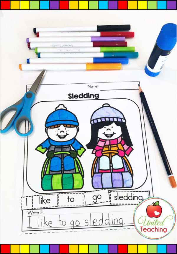 Winter Math and Literacy Kindergarten No Prep Activities