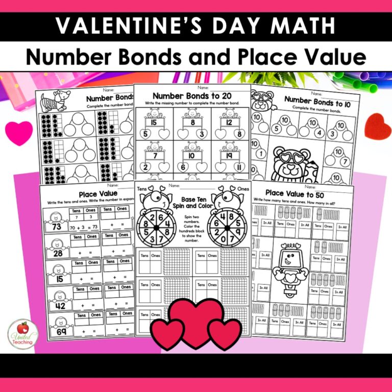 Valentine's Day Math Activities 1st Grade Packet - United Teaching