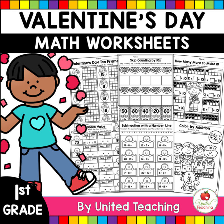 Valentine's Day Math and Literacy 1st Grade No Prep Activities