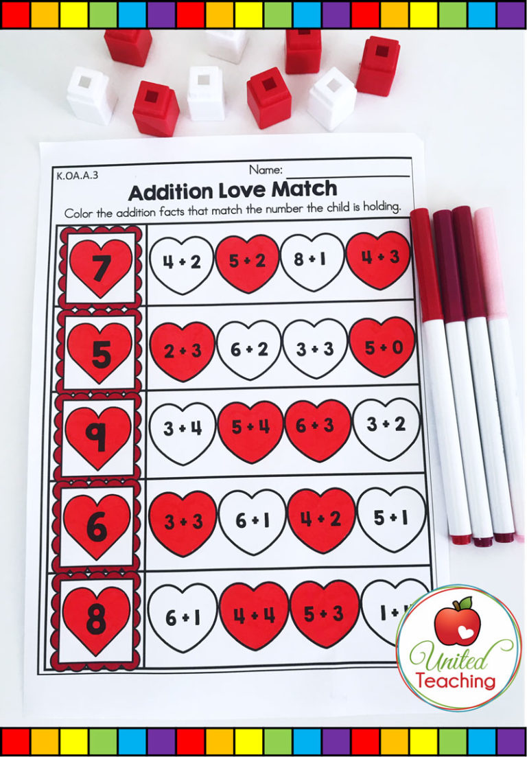 Valentine's Day Math and Literacy Kindergarten No Prep Activities