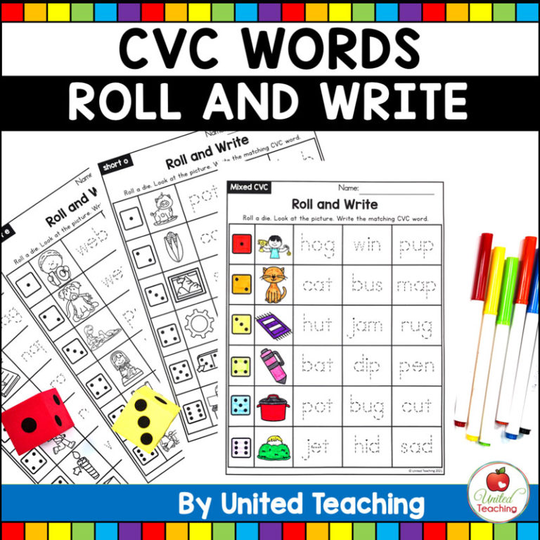CVC Words Roll and Write - United Teaching