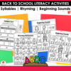 Back to School Literacy Worksheets Kindergarten Packet - United Teaching