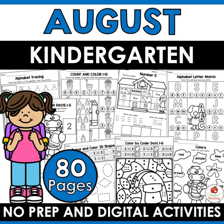 August Math and Literacy Activities for Kindergarten - United Teaching