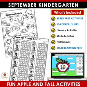September Math and Literacy Activities for Kindergarten - United Teaching