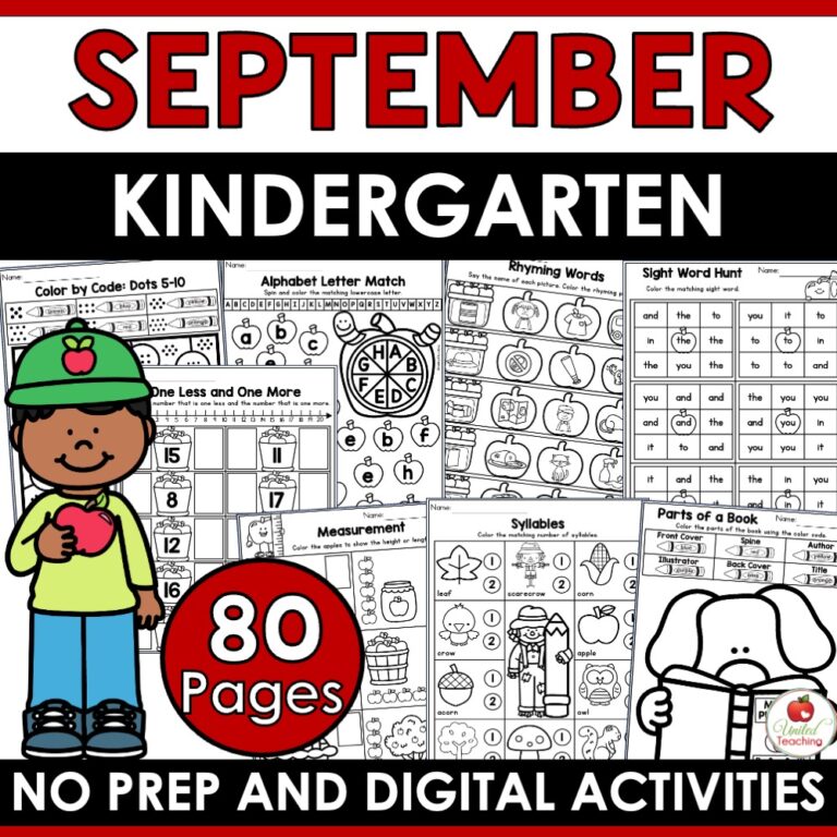 September Math and Literacy Activities for Kindergarten - United Teaching