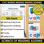 CVC Words Missing Ending Sounds Task Cards - United Teaching