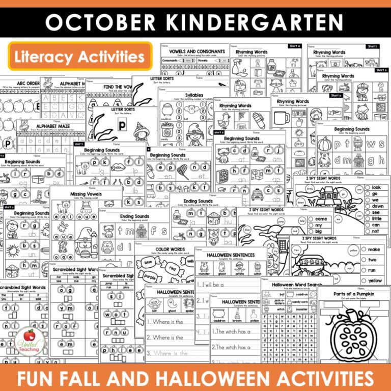 October Math and Literacy Activities for Kindergarten - United Teaching