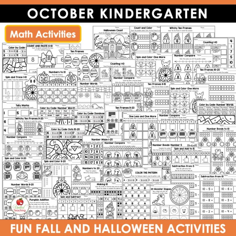 October Math and Literacy Activities for Kindergarten - United Teaching