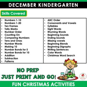 December Math and Literacy Activities for Kindergarten - United Teaching