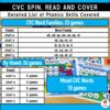 CVC Words Spin Read and Cover Games Packet - United Teaching