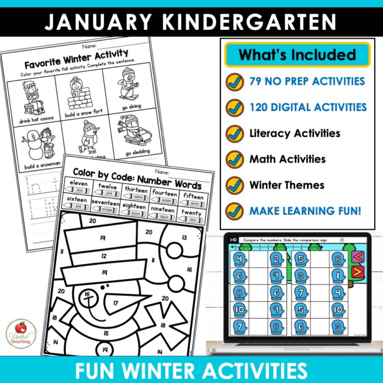 January Math and Literacy Activities for Kindergarten - United Teaching