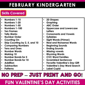 February Math and Literacy Activities for Kindergarten - United Teaching