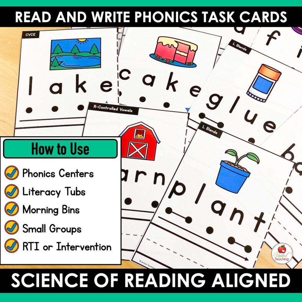 Read and Write Phonics Task Cards - United Teaching