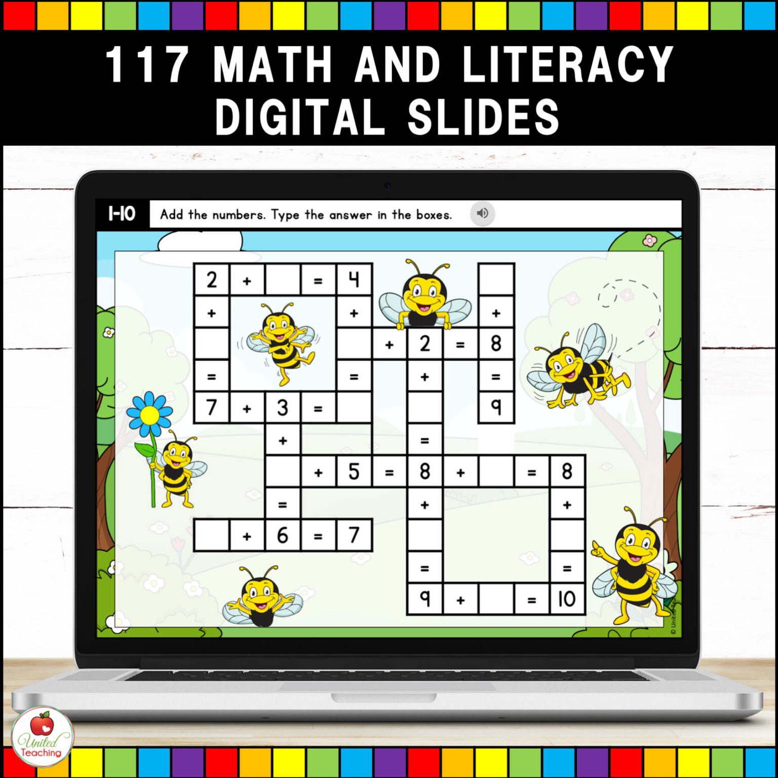 April Kindergarten Math and Literacy Worksheets - United Teaching