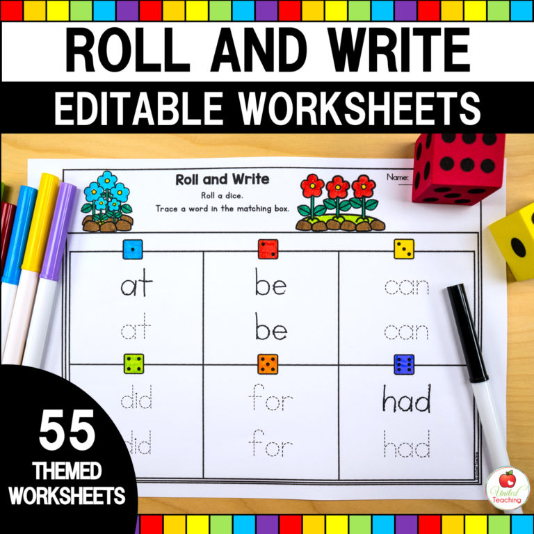 Roll and Write Editable Tracing Worksheets - United Teaching