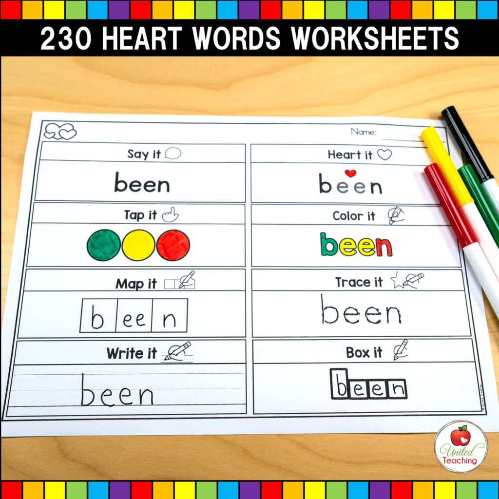 Heart Words Word Mapping Activities - United Teaching