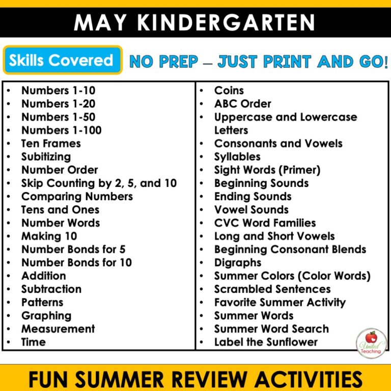May Math and Literacy Activities for Kindergarten - United Teaching