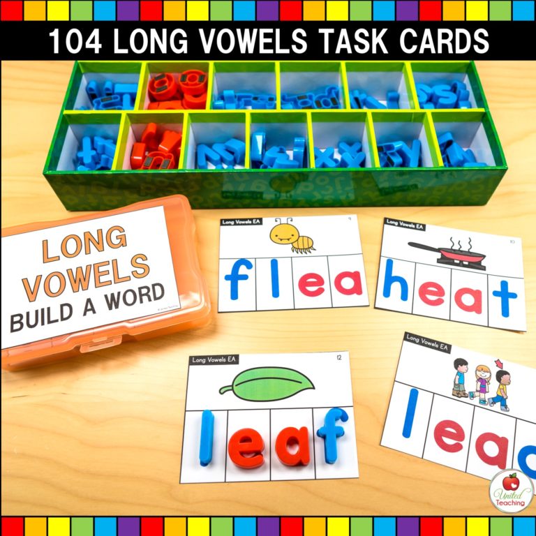 Long Vowels Word Building Task Cards - United Teaching