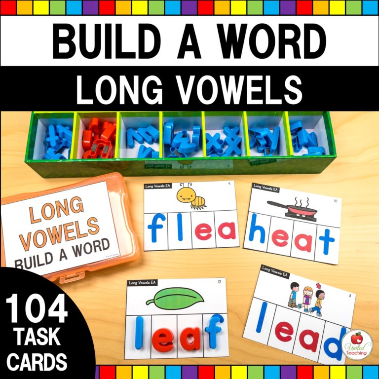 Long Vowels Word Building Task Cards - United Teaching