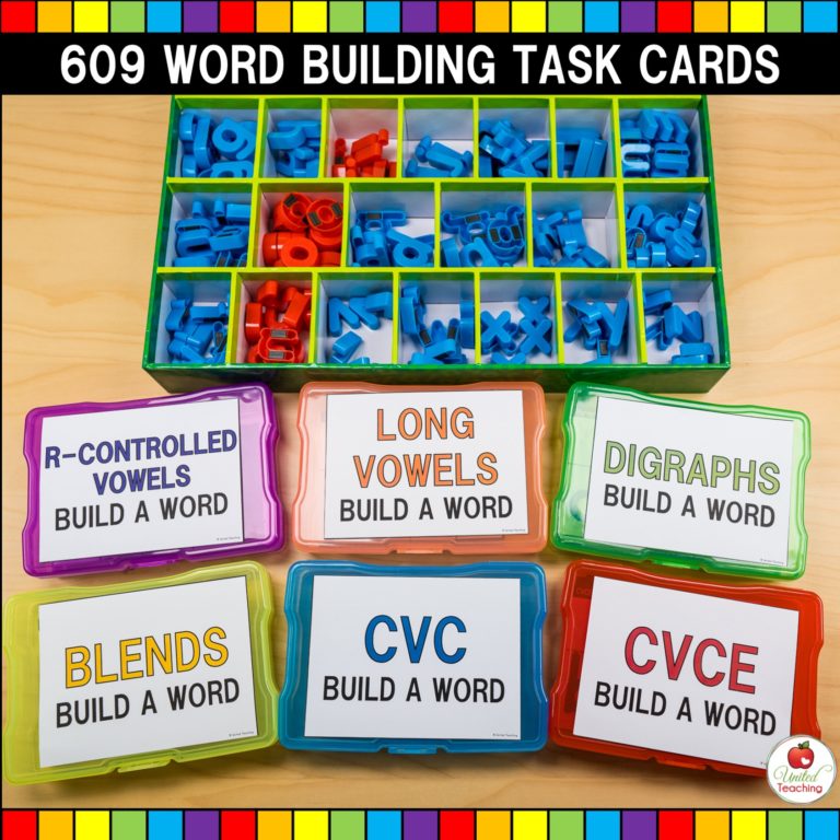 Phonics Build a Word Task Cards Bundle - United Teaching