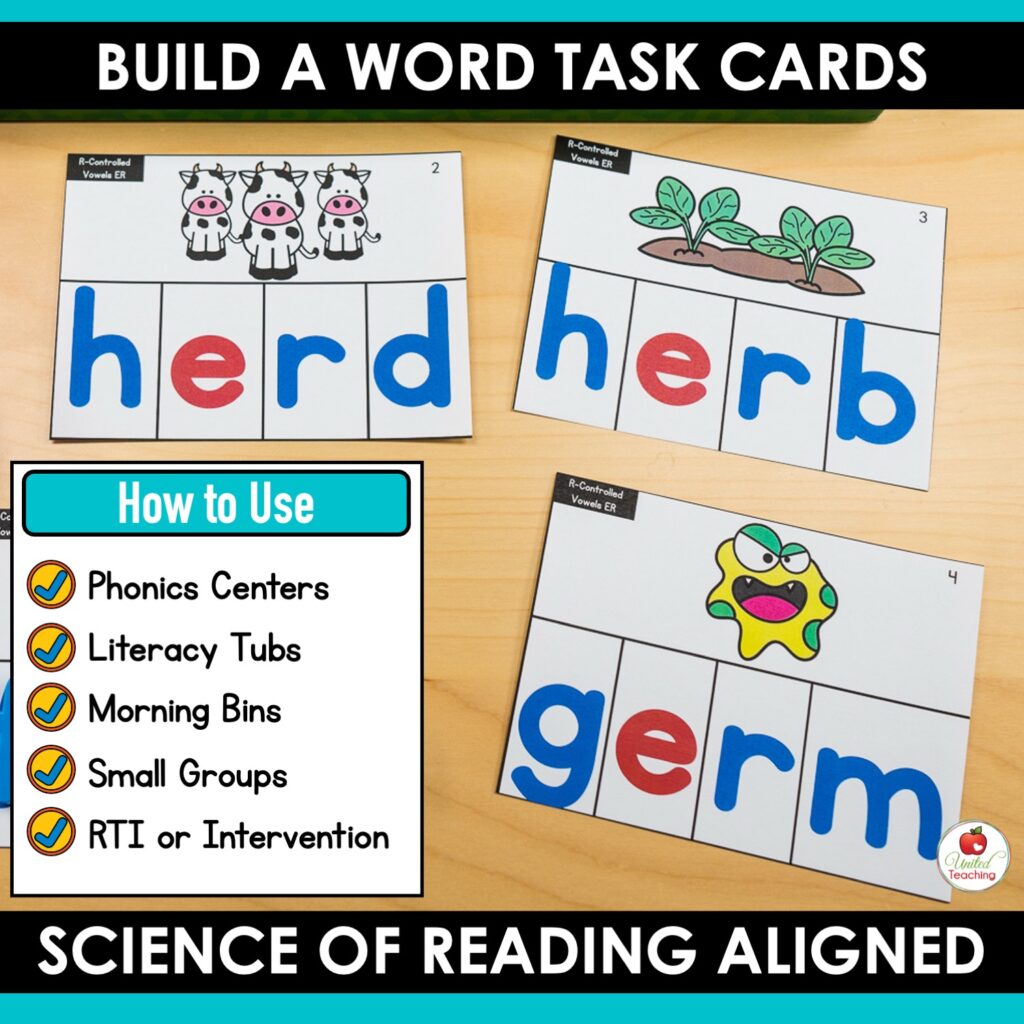 Build a Word Phonics Task Cards Bundle - United Teaching