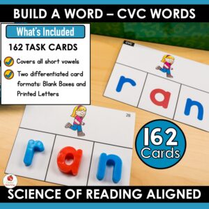 CVC Word Building Task Cards - United Teaching